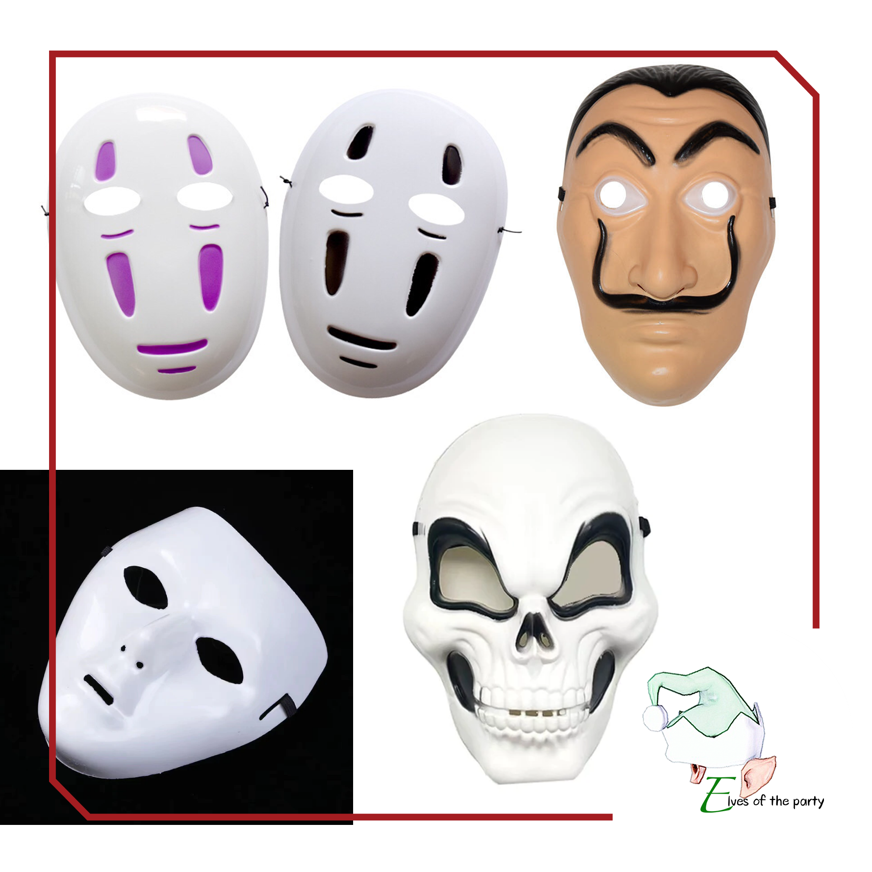 Halloween Masks: Kaonashi (No-Face / Spirited Away), Salvador Dali, Sk ...